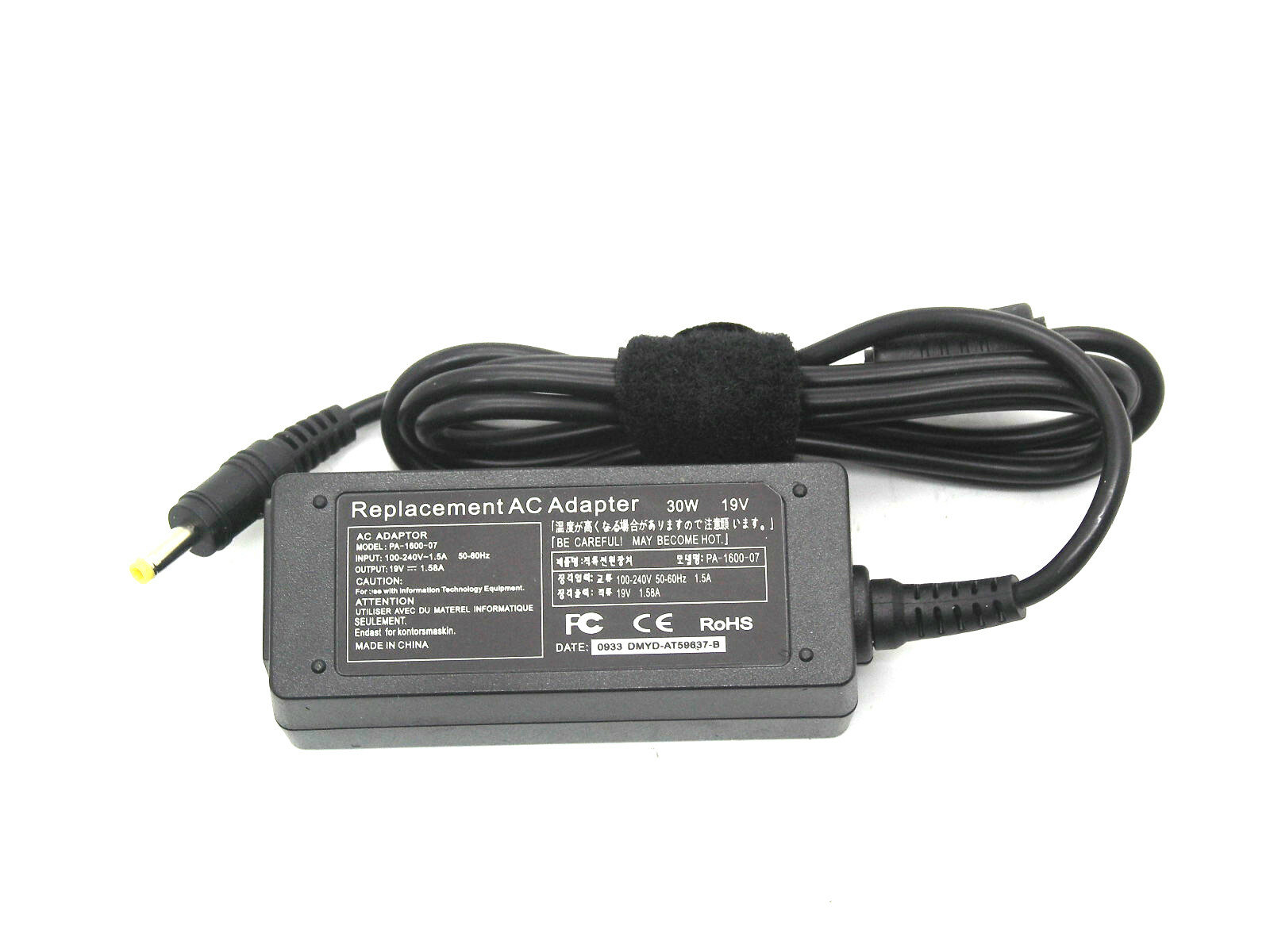 Блок питания для HP 19V/1,58A 30W, разъем 4.0x1.7, с кабелем в розетку, LAC-HP05