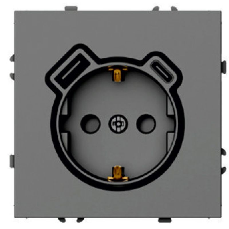 Розетка 1-местная з/ш с/з 16А + USB + Type C (механизм), Stekker, 250В, 20W