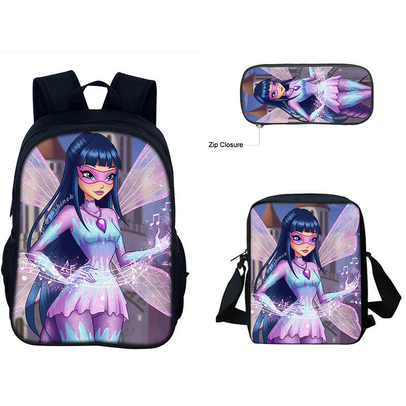 Рюкзак для молодежи winx club trendy print и pencil case из оксфорд материала для школьного использования размер 5