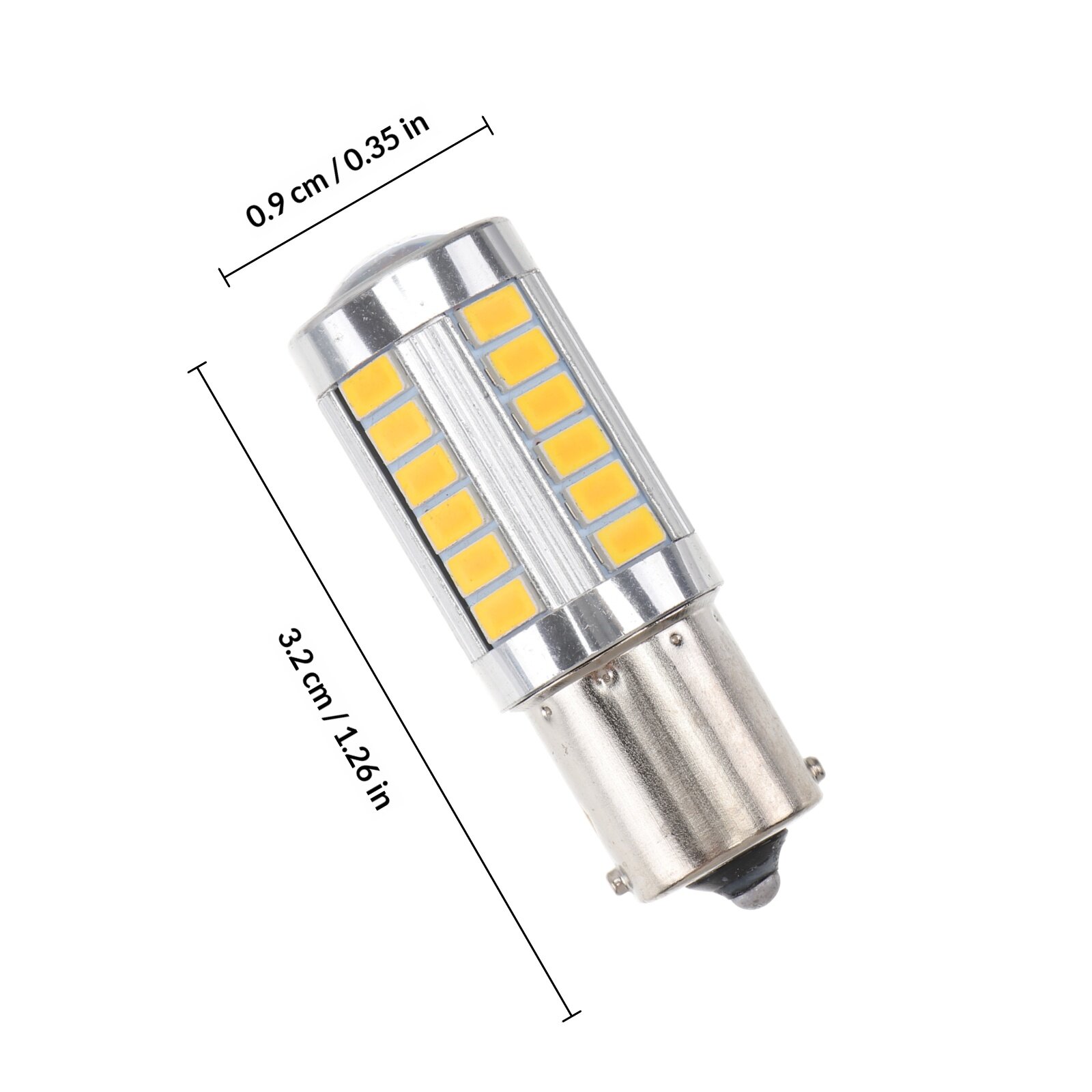 2 Шт П21В 1156 BA15S Светодиодная Лампа 33 LED 5730 SMD Супер Яркий Авто Фонарь Жёлтый Свет 5x2x2 Cm