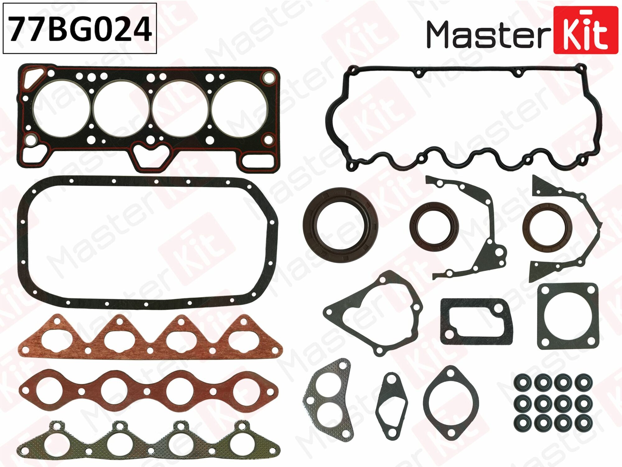 Верхний комплект прокладок ГБЦ Hyundai/Kia Accent Elantra, SOHC G4EB 1.5i 00- MasterKit 77BG024