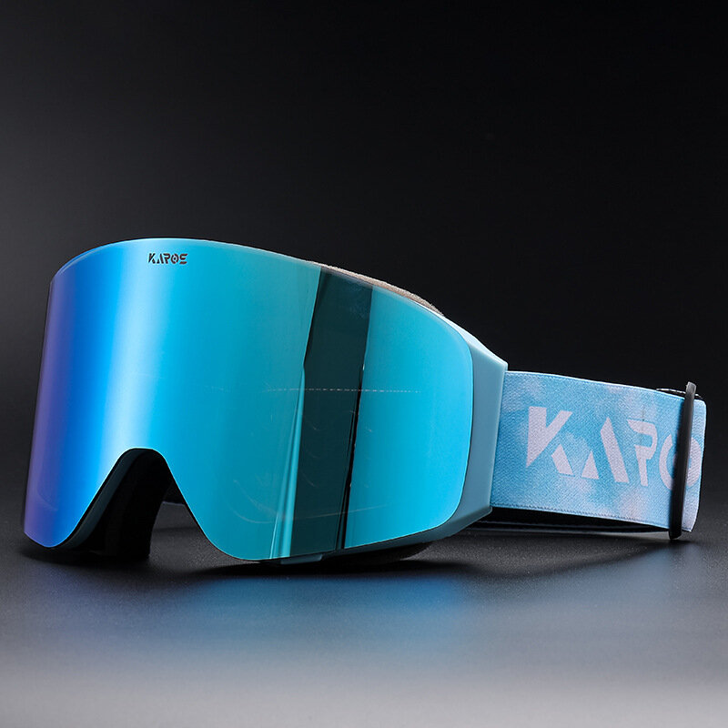 2026KAROS Складные лыжные очки, большой цилиндр, двойной слой, противотуманные очки для сноуборда и лыж, закаленные HD, удобные