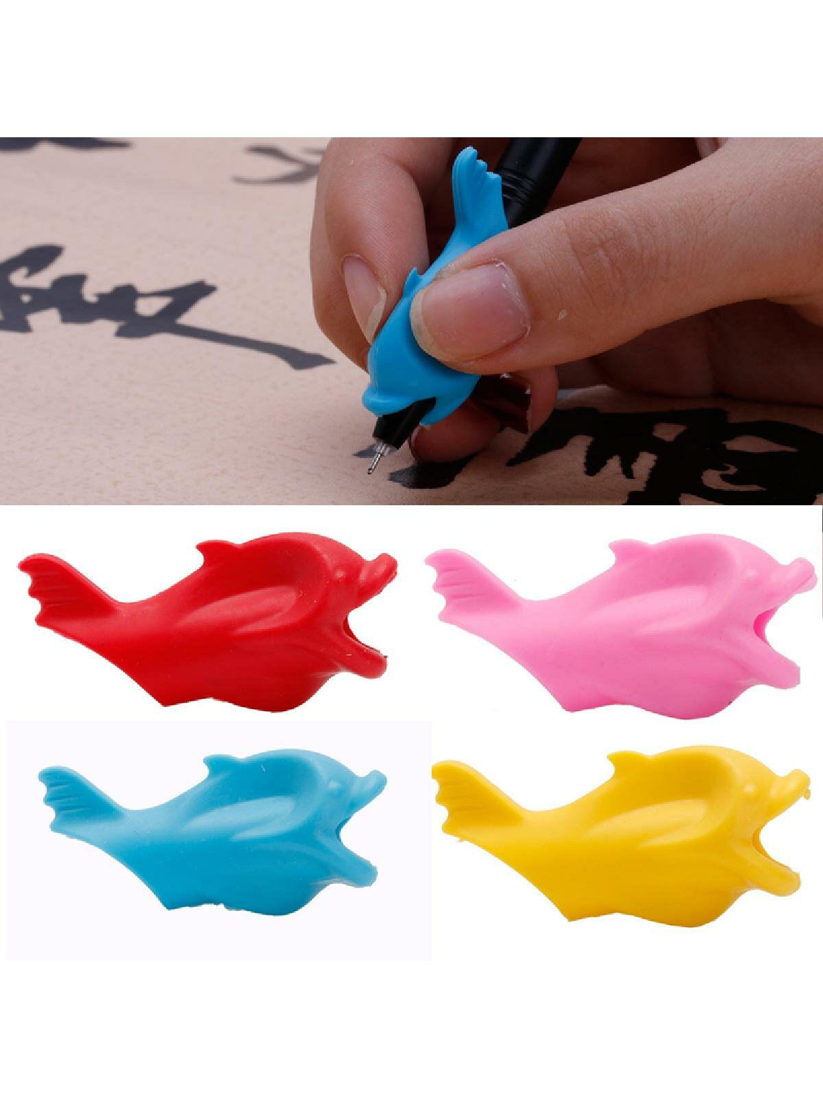 1 набор из 10 маленьких силиконовых держателей для ручек-рыбок (разноцветных)