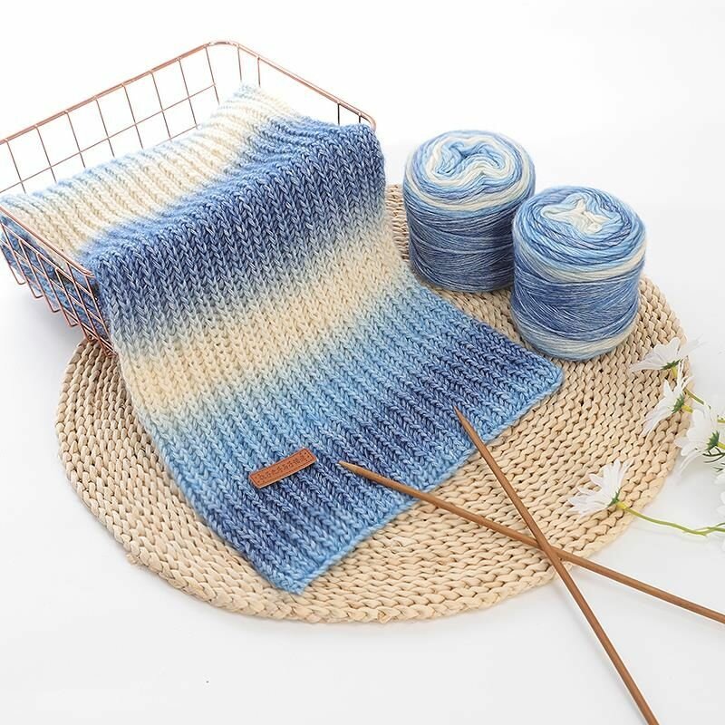 Набор для шарфа из кашемировой пряжи, градиентная пряжа, самотканый шарф, клубок пряжи, ручная вязка, DIY набор, подарок для парня