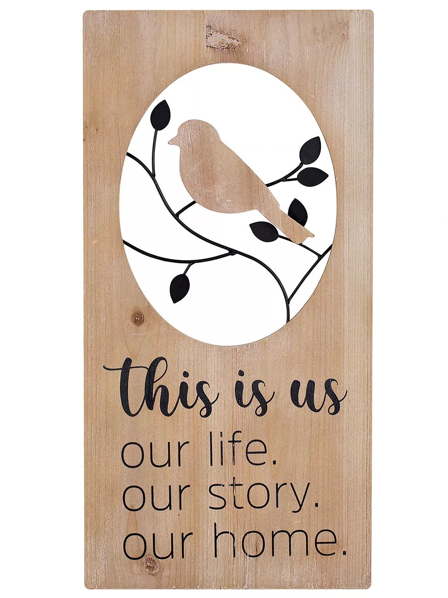 Панно настенное Glasar, Птичка, 24х2х48 см, МДФ и металл