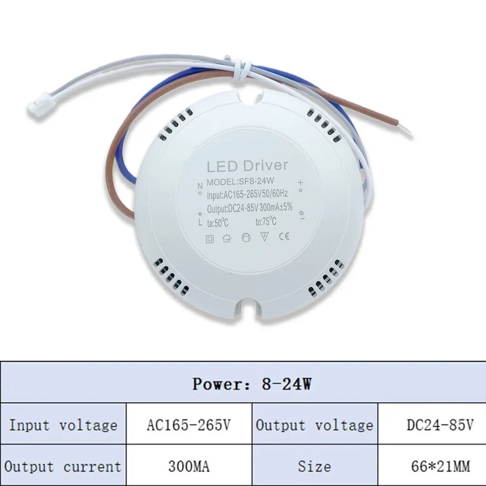 LED драйвер Symcore 8-100Вт DC 24-80В 60В-130В Белый, 8-24W-Monochrome