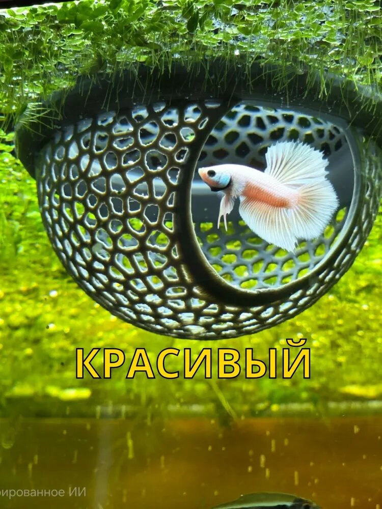 Черный плавающий домик для петушков, неонок и цихлид