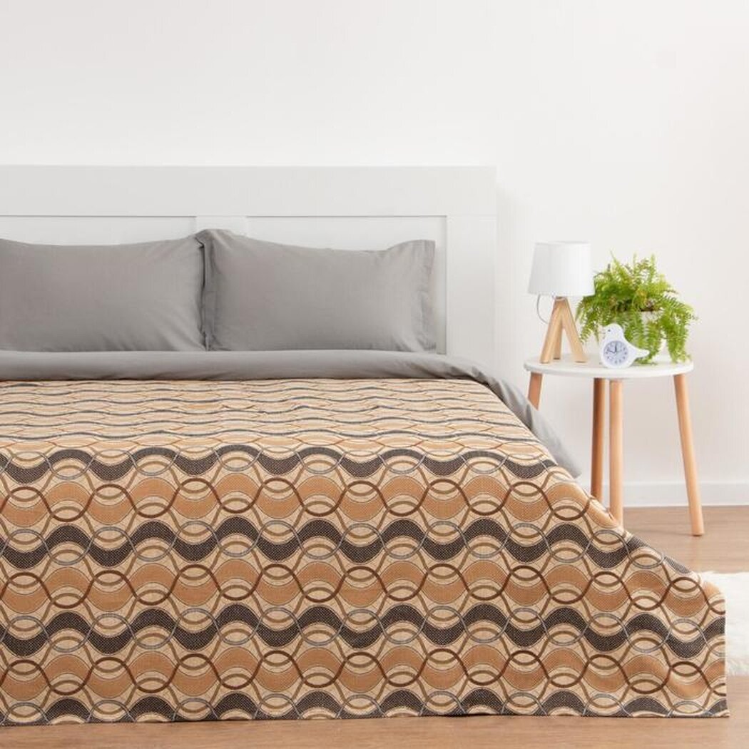 Покрывало Этель "Волны", гобеленовое, 240x200 см, коричневый