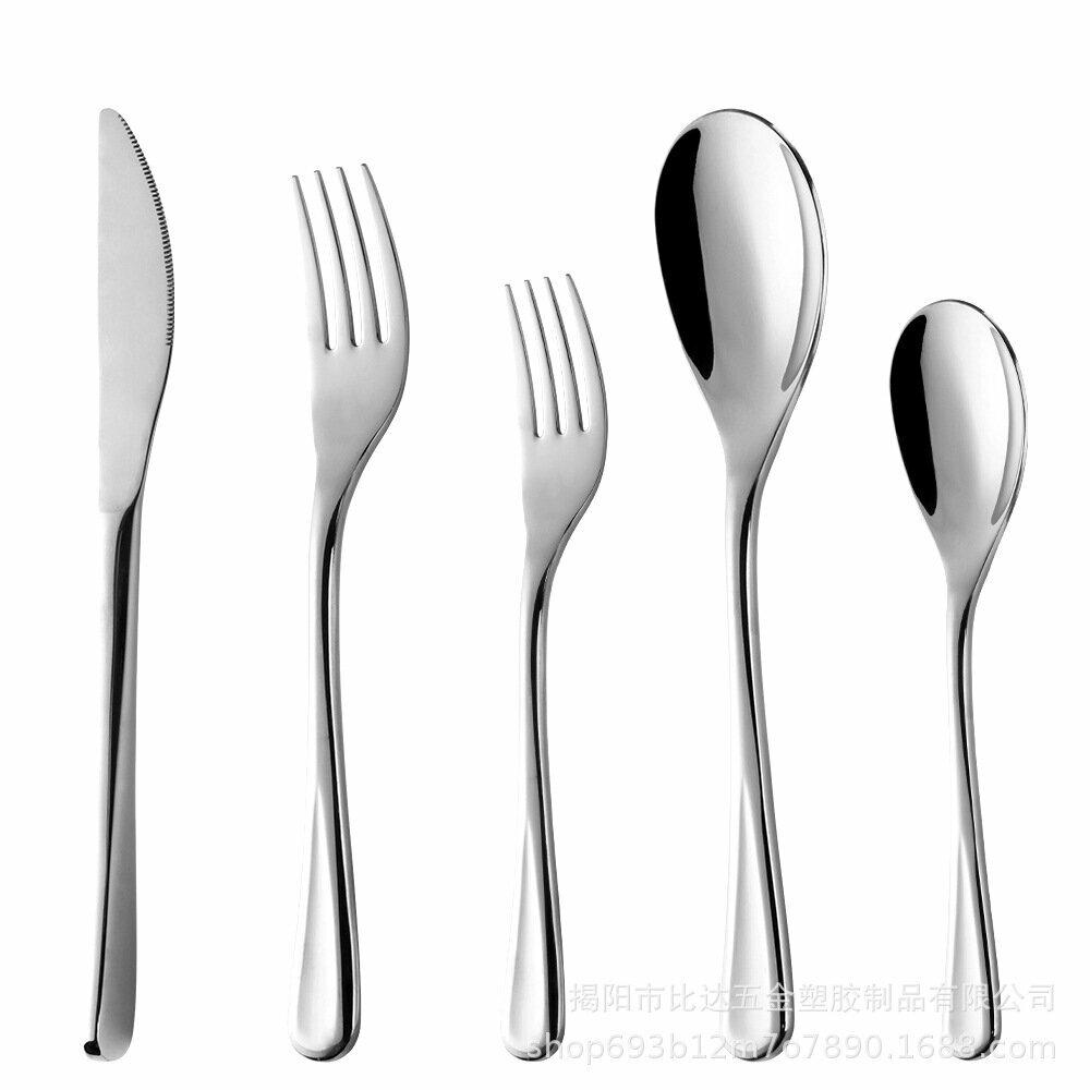 Набор ножей и вилок из нержавеющей стали, утолщенный, для стейков, западный стиль, посуда для отелей, набор из пяти предметов: нож, вилка, ложка