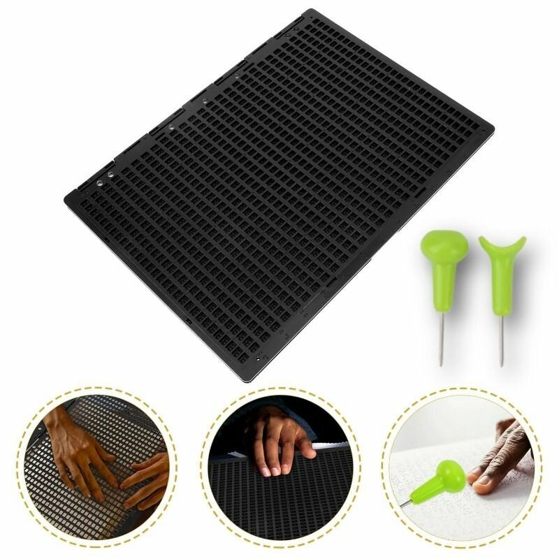 Прибор для письма по Брайлю 27-ти строчный ППБ18-1 в чехле, Инструмент для обучения Брайлю