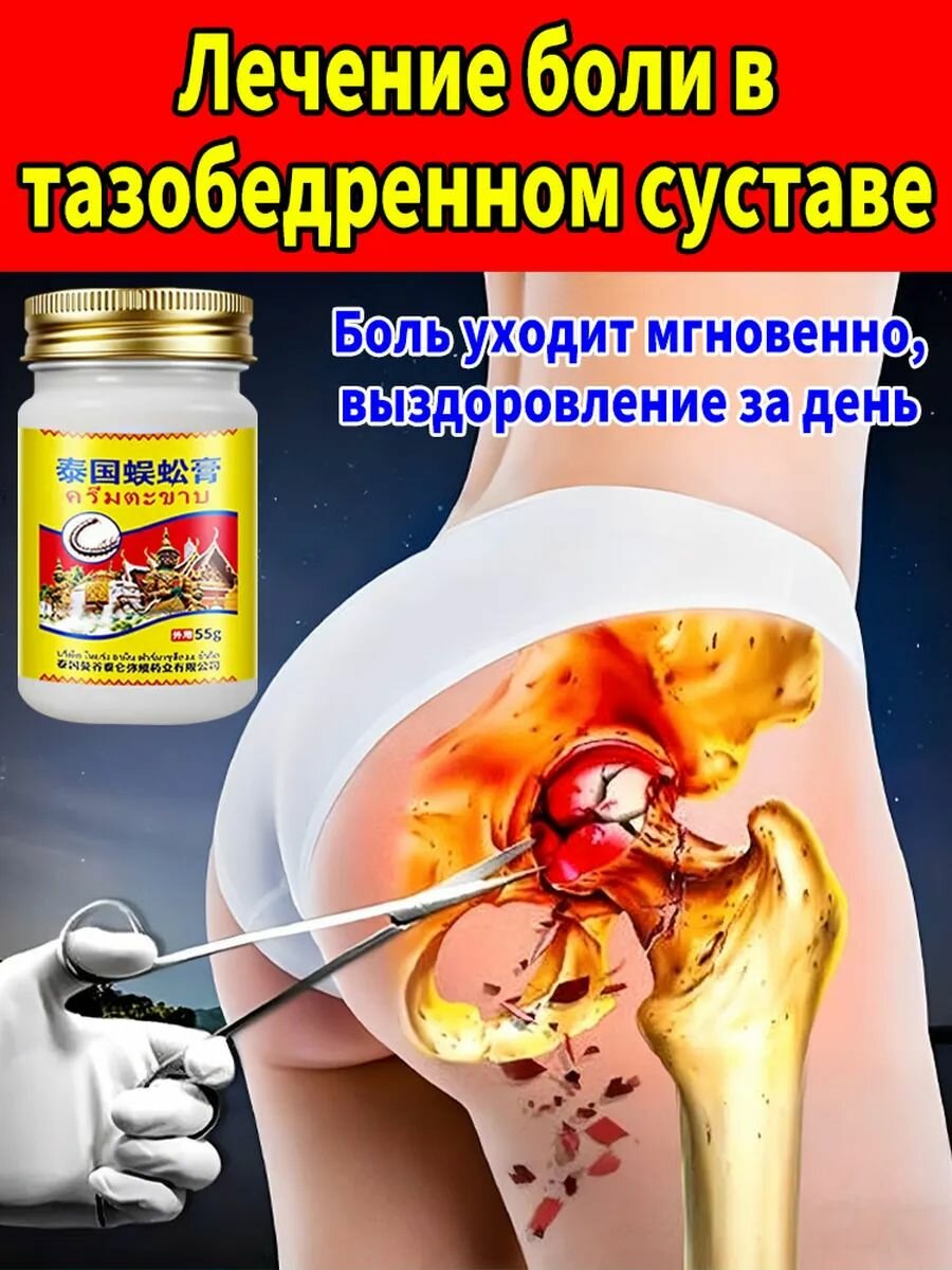 Крем от боли в седалищном нерве, для поясницы и суставов Обезболивающий, согревающий, при артрите и радикулите 55 мл/коробка