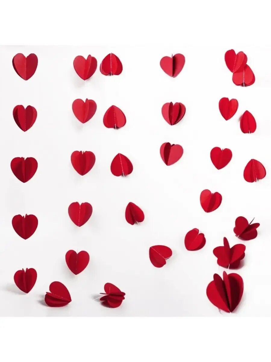 Гирлянда Сердечки 2,2 м. вертикальные для украшения помещения