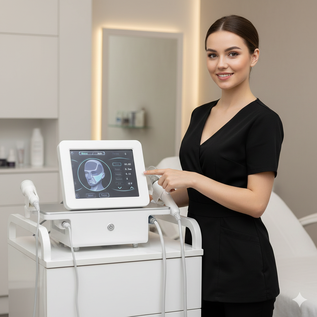 Аппарат SECRET микроигольчатого фракционного РФ лифтинга с вакуумом и золотым напылением игл (с манипулой холода и чипом)