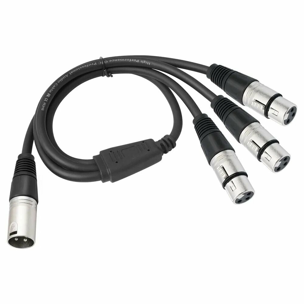 XLR-разветвитель 1 мужской на 3 женских, 60 см, сбалансированный, для микрофонов и микшеров