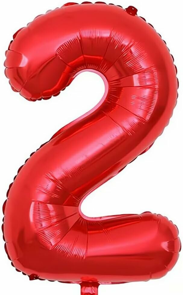 Большие фольгированные воздушные шары Elizakumi в виде красной цифры 2, для празднования 2-летия и годовщины свадьбы, красные / 40 дюймов (101 см).