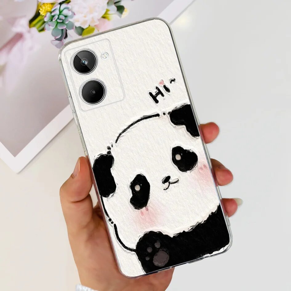 Задняя крышка для Realme 10 чехол RMX3630, милая панда с мультяшным рисунком, тонкая мягкая прозрачная силиконовая задняя крышка для телефона 10 Pro Pl