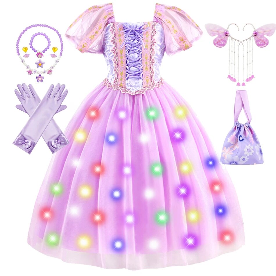 Платье принцессы Рапунцель для девочек, костюм для косплея на Хэллоуин, 3T (Tag 110), Rapunzel Dress