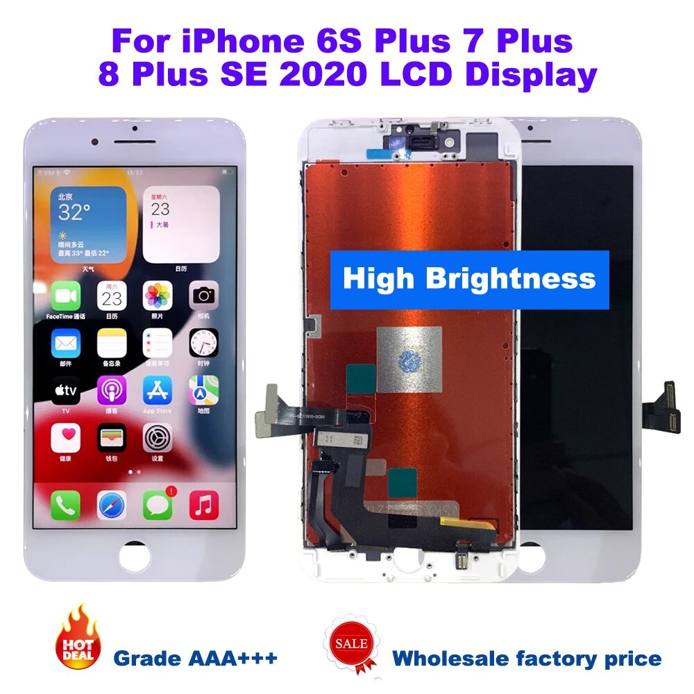 ЖК-дисплей с сенсорным экраном и дигитайзером в сборе для iPhone 6S 7 8 Plus SE2020, 8 Plus White