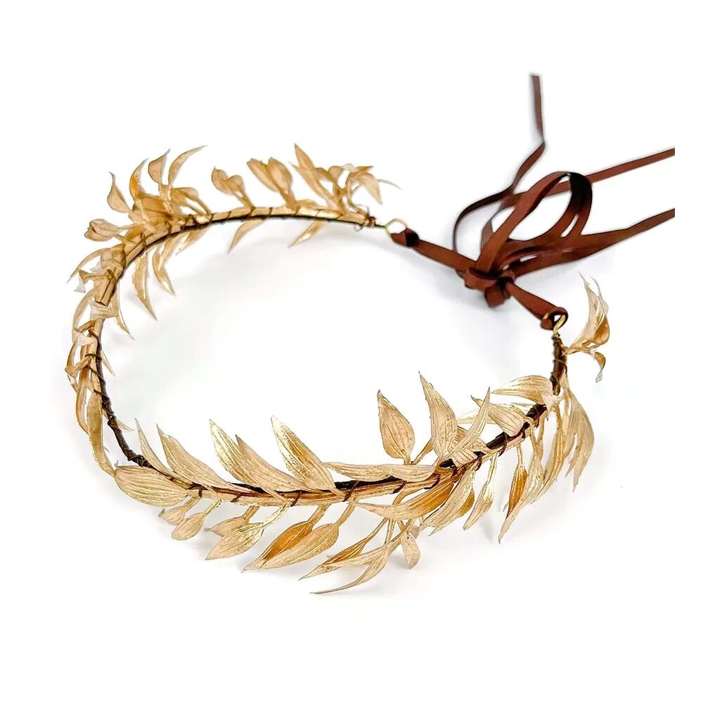 Золотая пластиковая корона из лавровых листьев