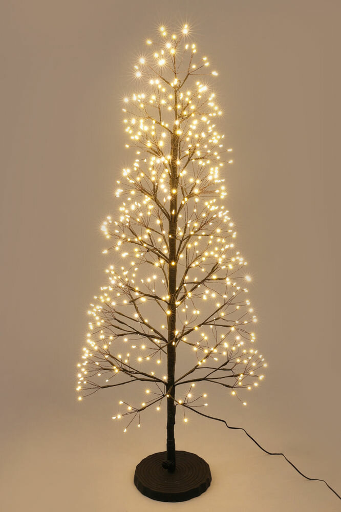 Декоративная светящаяся ёлка созвездие волшебства, металл, чёрная, 600 тёплых белых LED-огней, 100 см, уличная, Koopman International AX5390040