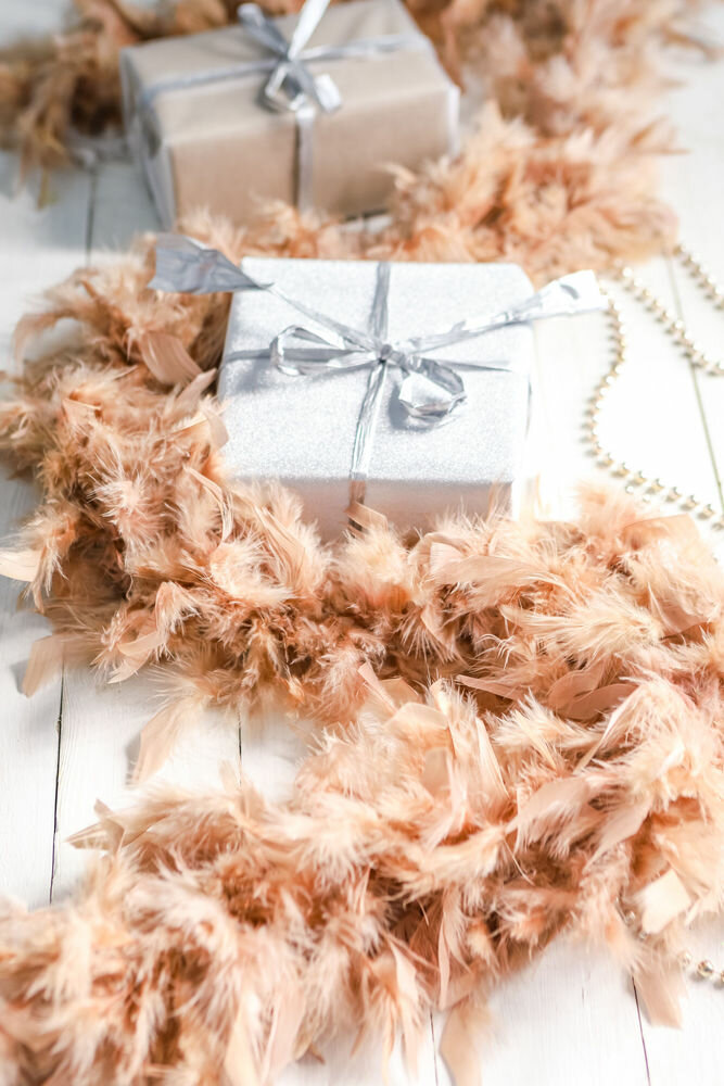 Гирлянда БОА из перьев, миндальный, 184 см, Kaemingk 728898-2