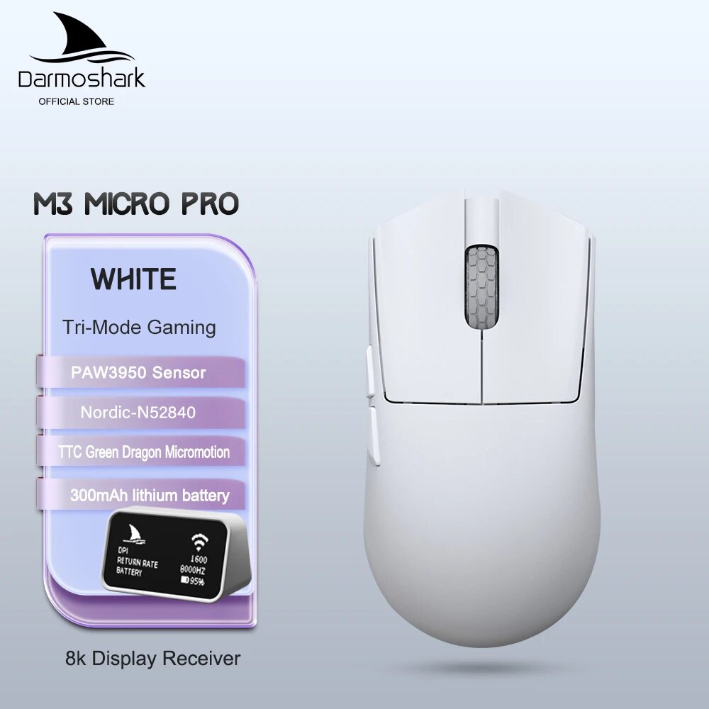 Беспроводная игровая мышь Darmoshark M3 Micro Pro White с Wreceiver