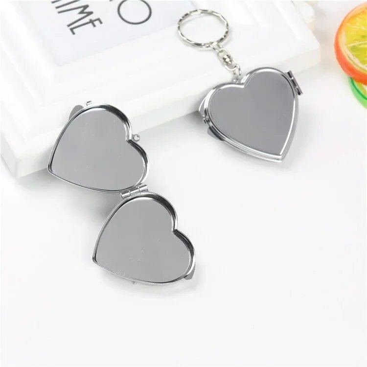 Зеркало-брелок сердечком металлическое, Цвет: heart-shaped