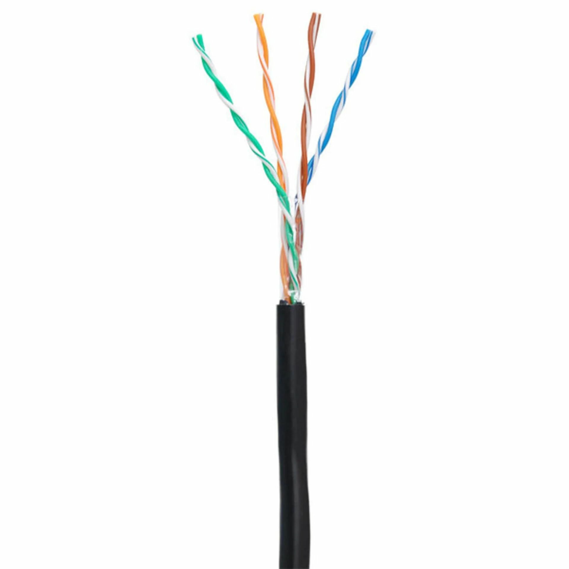 Кабель NETLAN U/UTP 4 пары, Кат.5e (Класс D), 100МГц, одножильный, BC (чистая медь), внешний, PE до -40C, черный, 305м