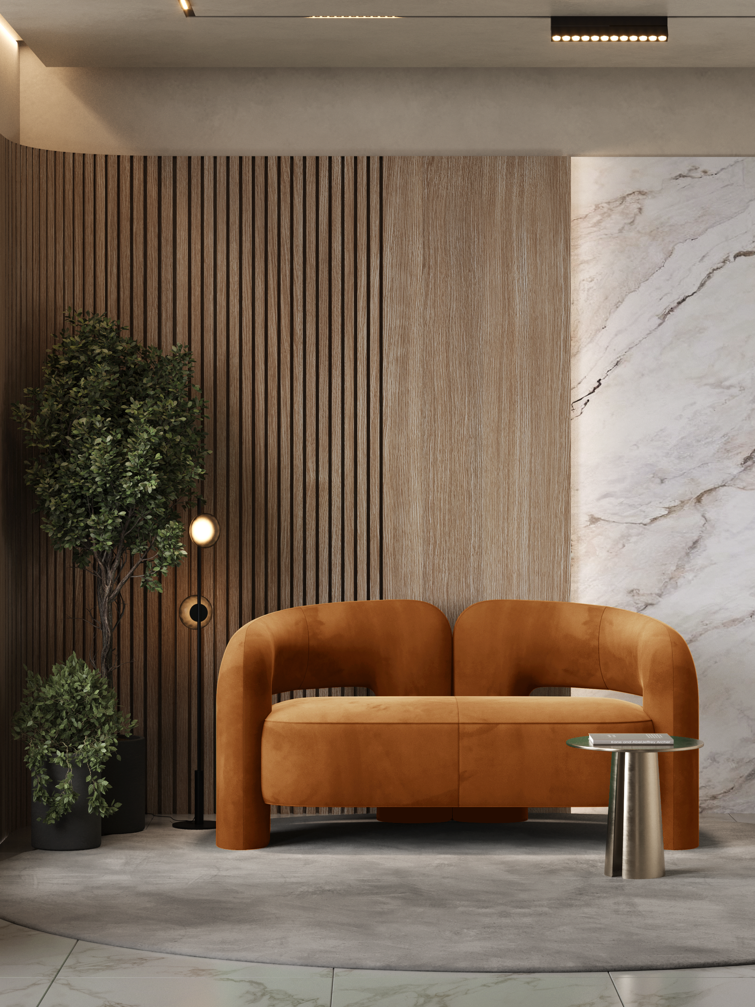 Диван дизайнерский AZZURRO, велюр MODEL RUST коричневый 140 см. прямой