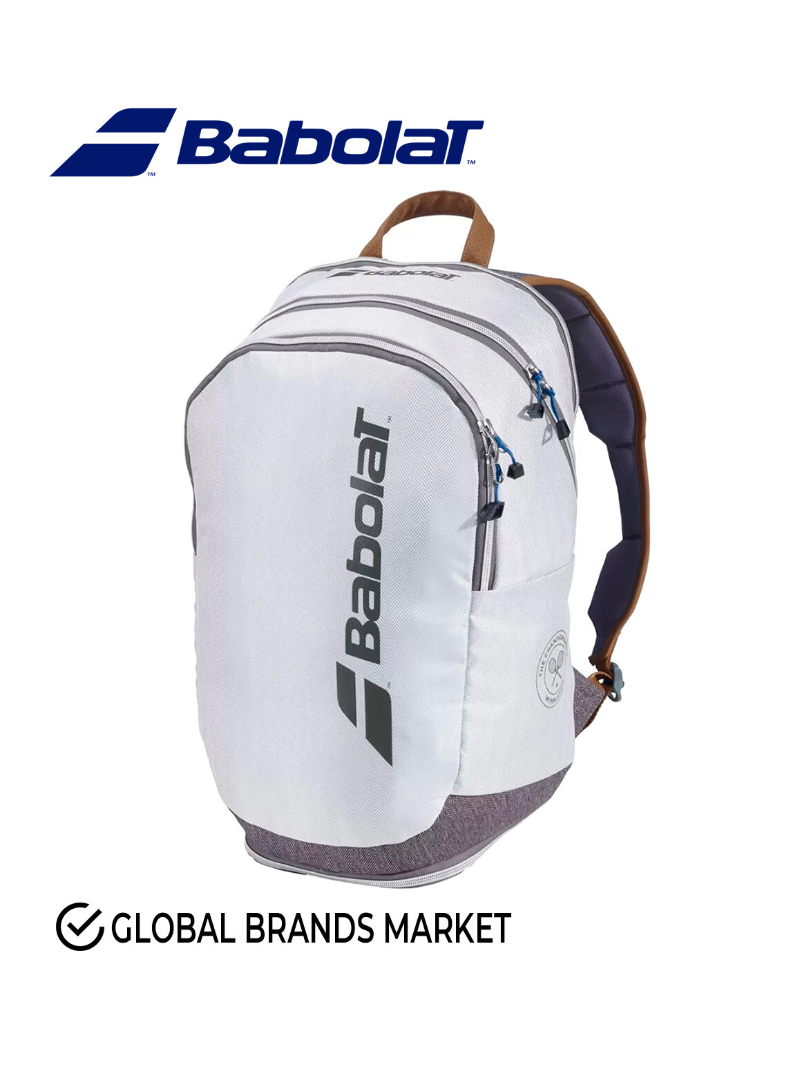 Рюкзак теннисный Babolat Court Wimbledon White Backpack White 20 л на 2 ракетки, белый