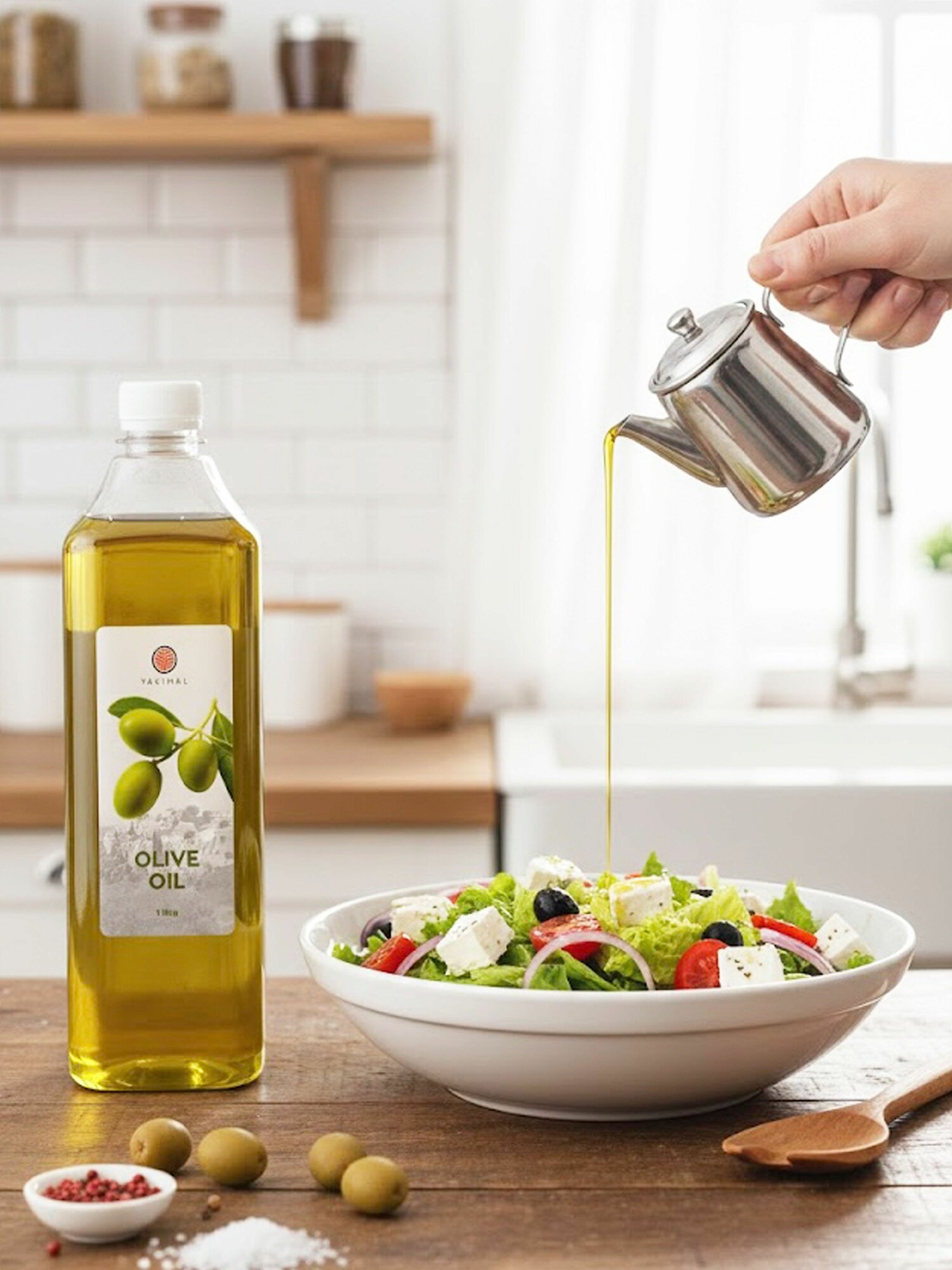 Масло оливковое из выжимок рафинированное с добавлением нерафинированного (Olive-Pomace oil) якимал (YAKIMAL), 1л