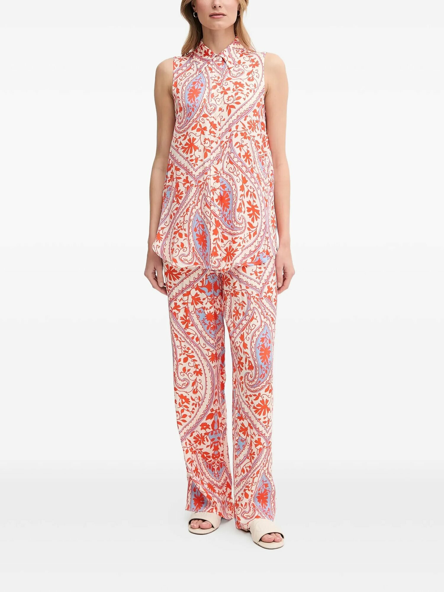 Топ Marc Aurel Collared patterned top, размер 40, разноцветный — фото 1