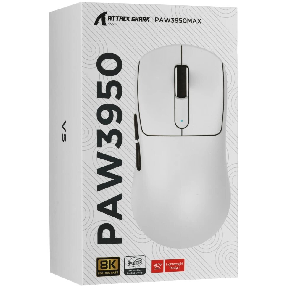 Мышь беспроводная/проводная Attack Shark V5 [SharkV5White] белый