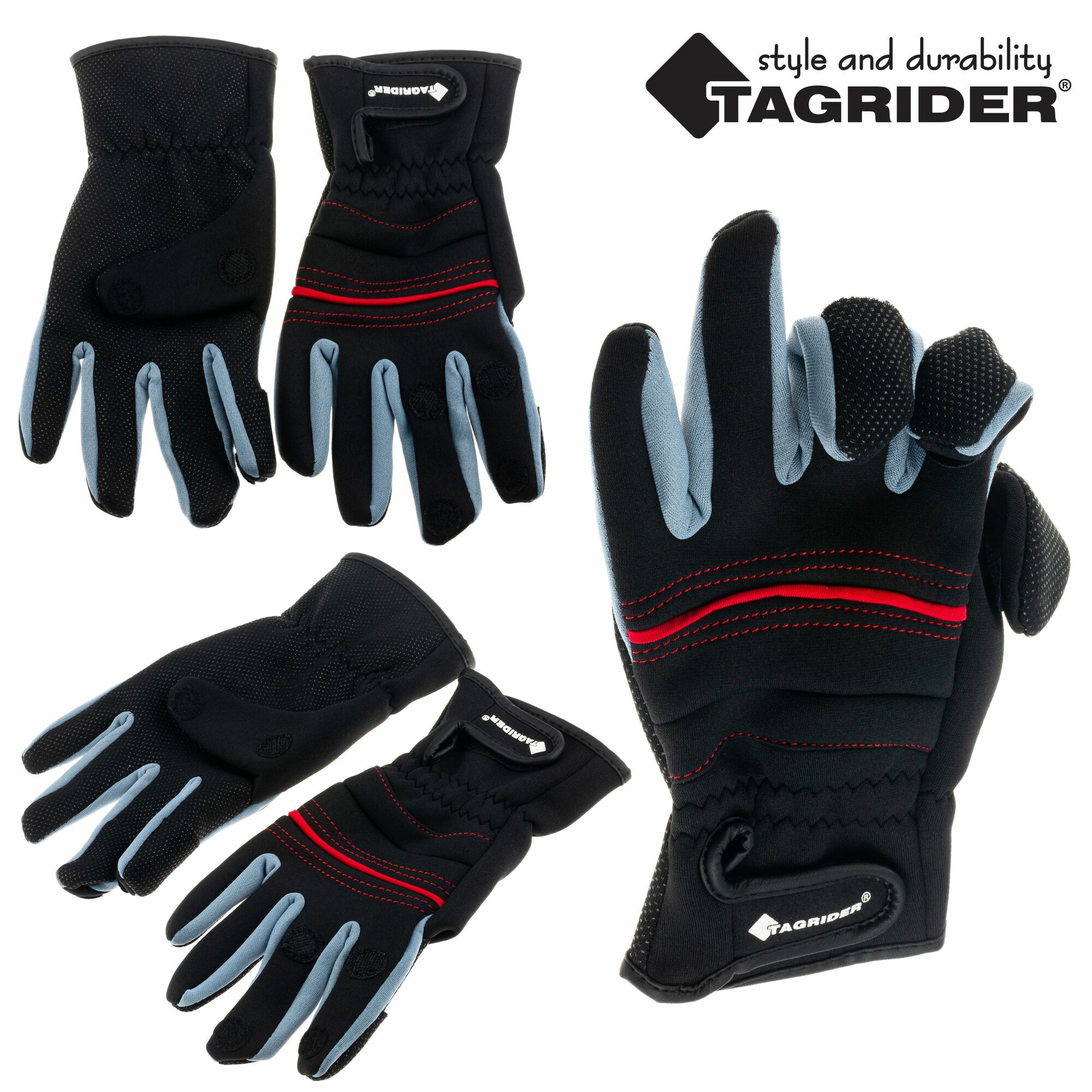 Перчатки для зимней рыбалки и охоты Tagrider 2102-4 неопрен. 3 откидных пальца XXL