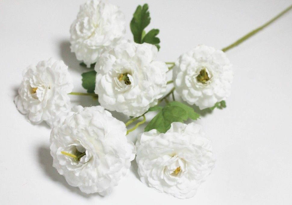 Искусственные цветы для декора Георгина Уайт Астер белая 2 ветки 83см