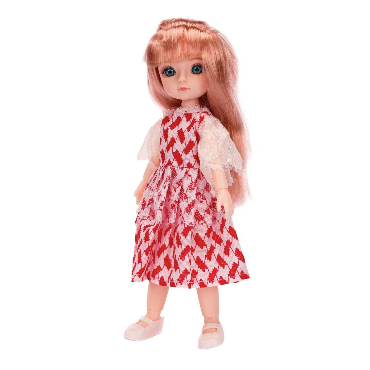 Кукла классическая 31см, розовые волосы, съемная одежда, безопасные материалы