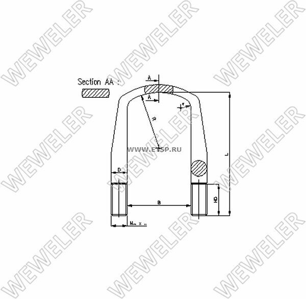 Стремянка рессоры WEWELER B179M22B008 U29467 150xM22x2.5x238 без гаек Bpw