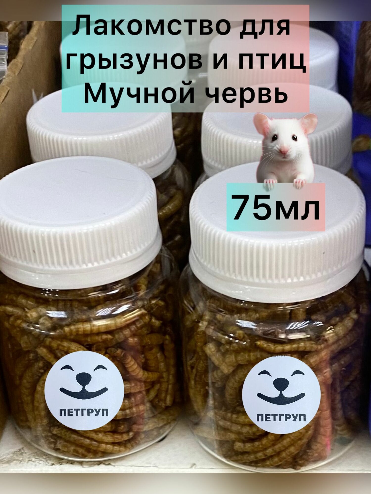 Мучной червь. Лакомство для всеядных грызунов и птиц 12г