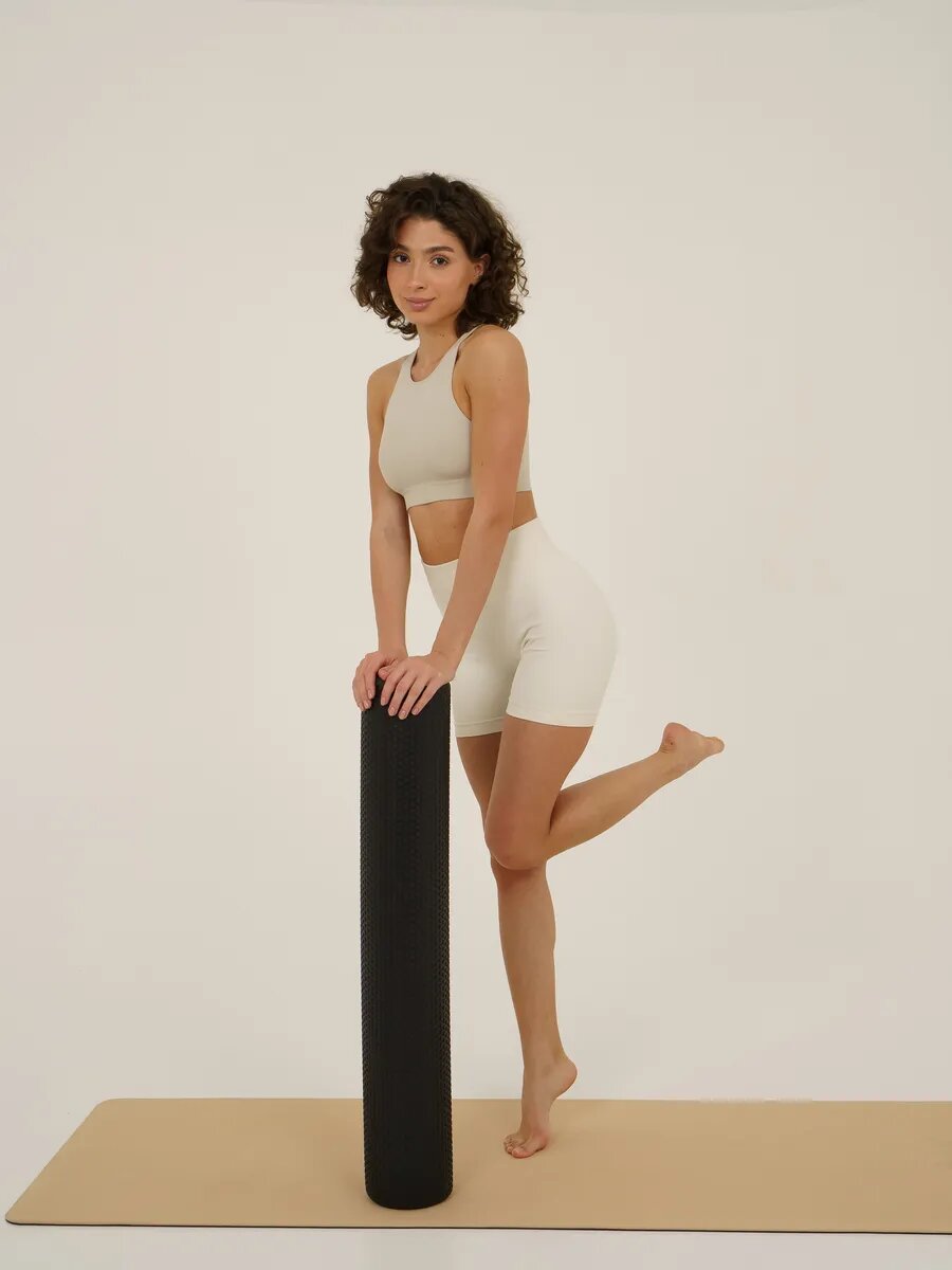 Ролик массажный Sangh, для йоги, механический, EVA, черный, 90 x 15 см