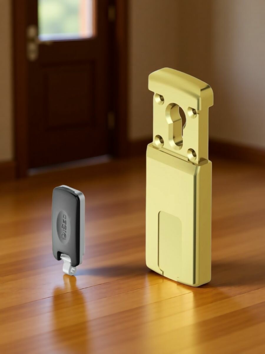 Броненакладка на цилиндровый замок с магнитным ключом Disec MG-320 Полированная латунь