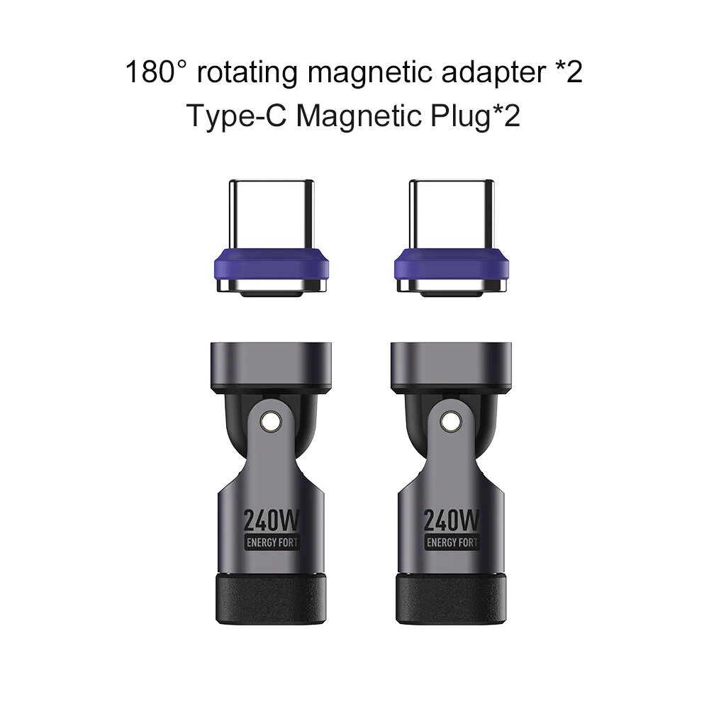 2шт. Магнитный USB-C адаптер 180° 240W