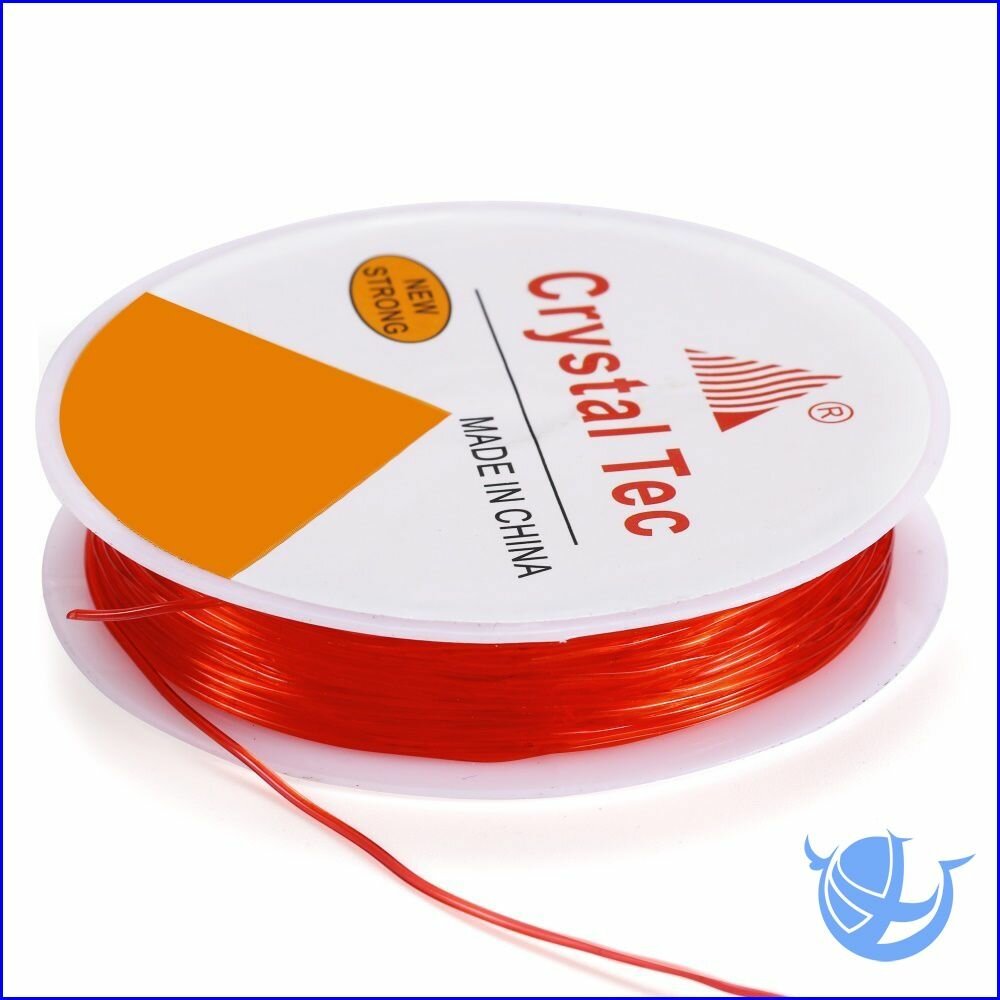Нить резинка для браслетов прочная, леска для браслетов эластичная 1,0 мм, длина 1 катушки - 3 м, цвет красная-