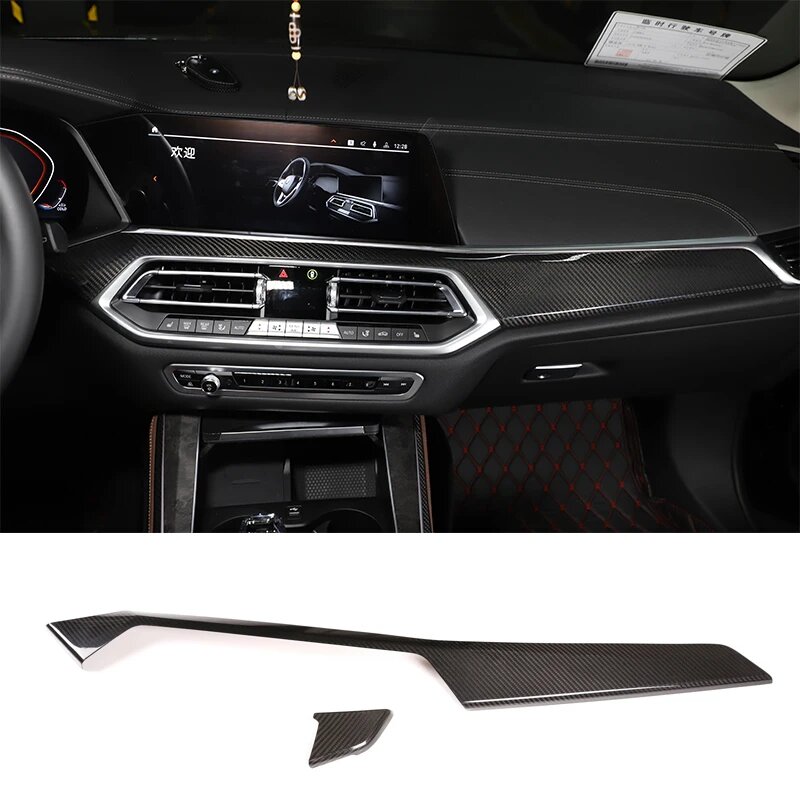 Для BMW X5/X6/G05 G06 G07 2019-2022 декоративная панель центрального управления, декоративная панель приборной панели, автозапчасти, настоящее углеродное волокно, 2 шт.