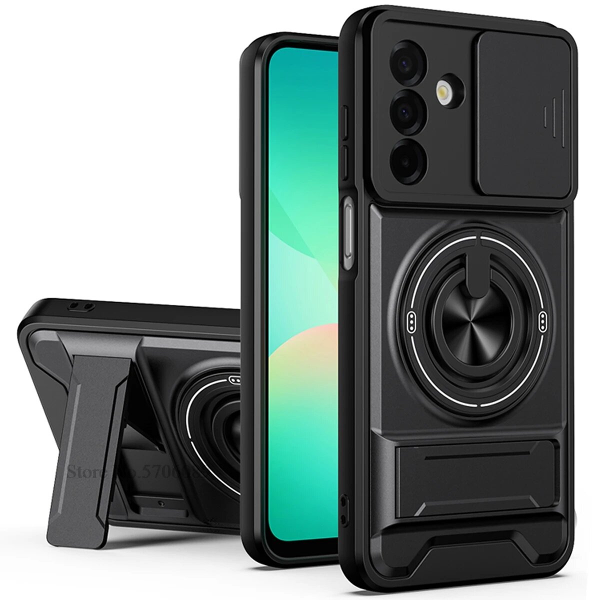 Черный противоударный чехол Samsung Galaxy A17 с кольцом