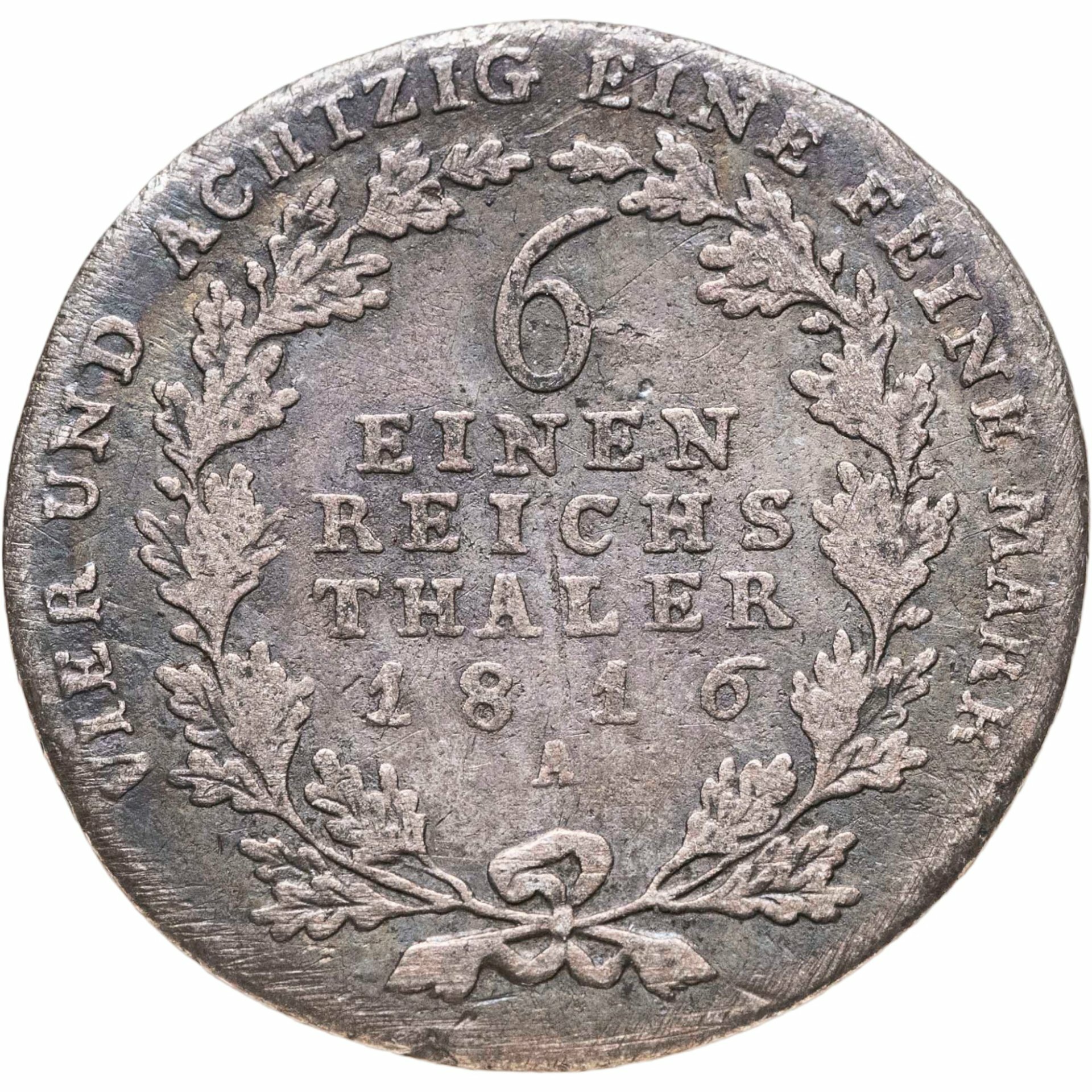 Пруссия 1/6 талера 1816, Серебро, в сохранности F-VF