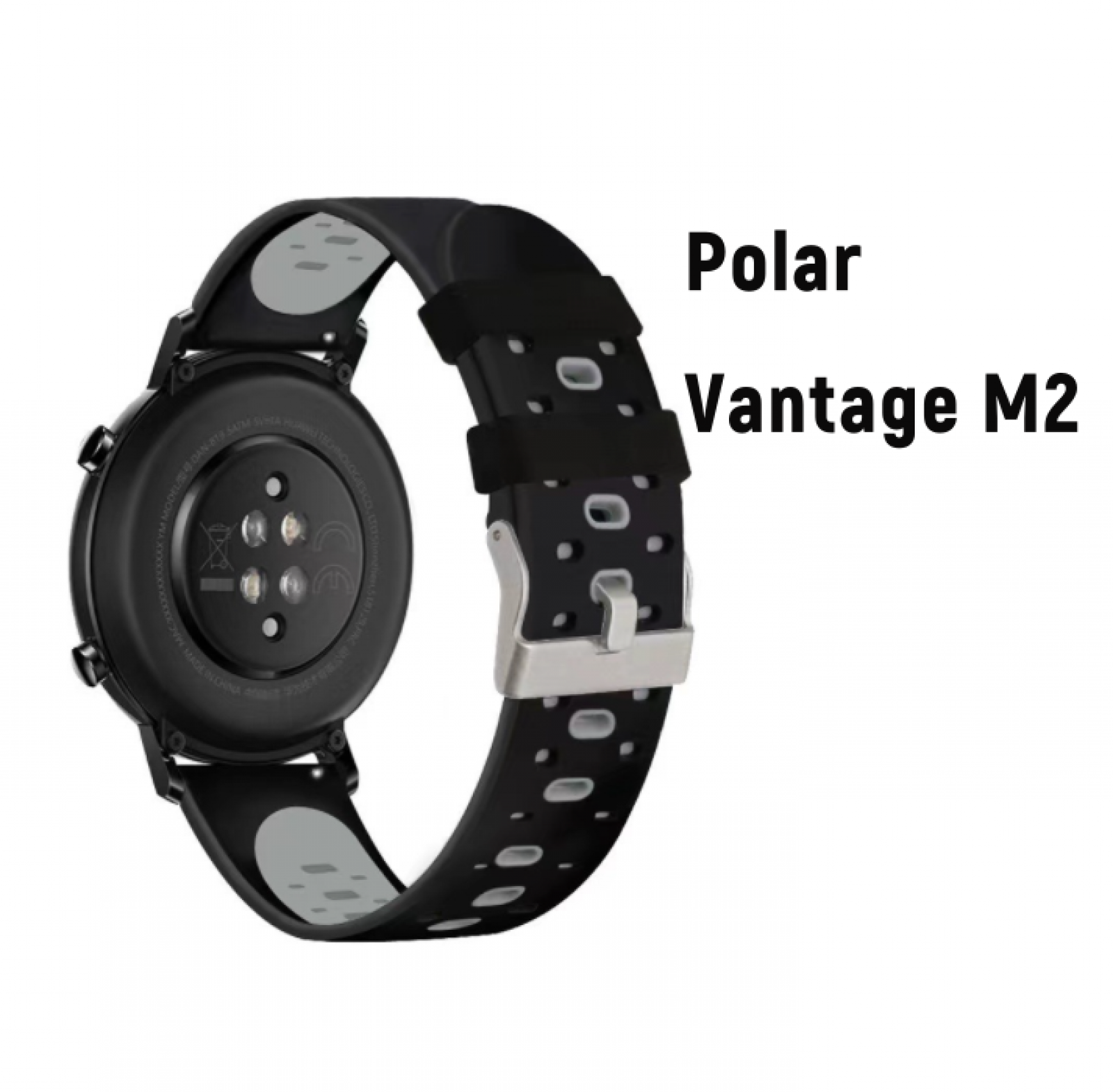 Сменный гипоаллергенный силиконовый ремешок MyPads для умных часов Polar Vantage M2 с быстрым съемом черно-серый