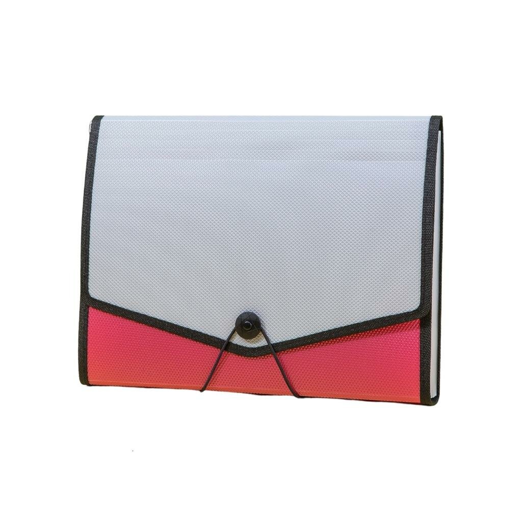 Расширяемый файл-органайзер с 13 карманами, красный - A4.