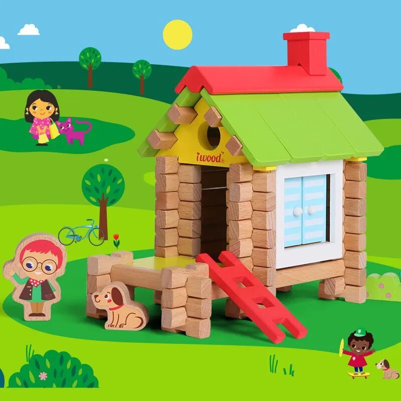 Семья Муван, сделанная своими руками, деревянный дом с врезной и шиповой конструкцией, детские строительные блоки, игрушки, развивающий деревянный дом