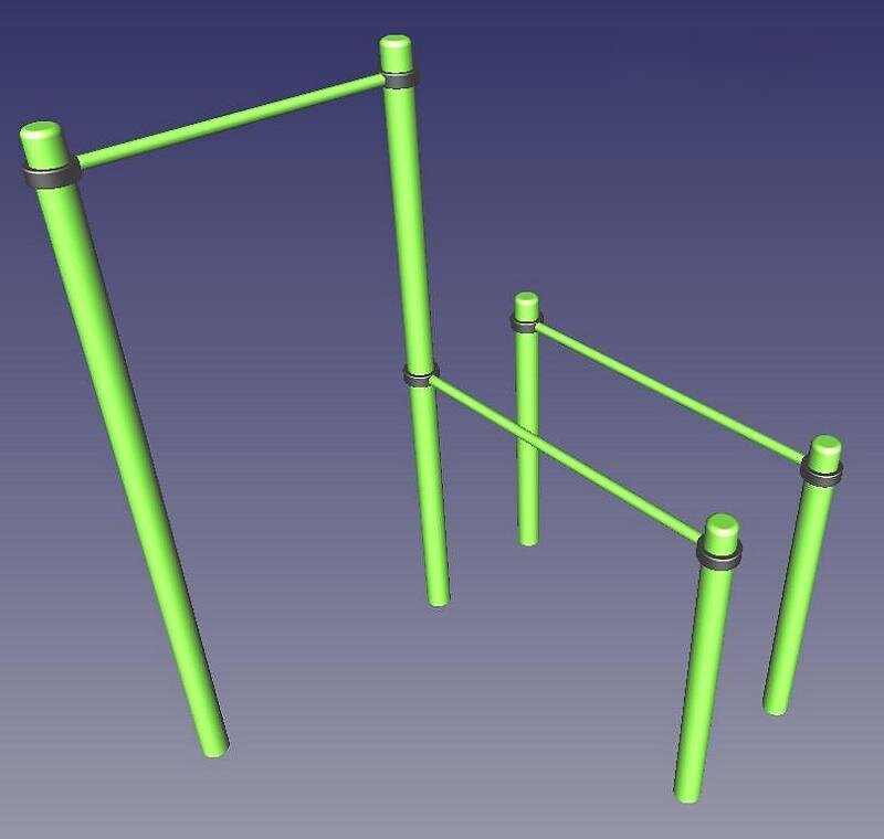 Спортивный комплекс турник брусья тросет 01-108 уличный с регулировкой высоты на хомутах бетонируемый