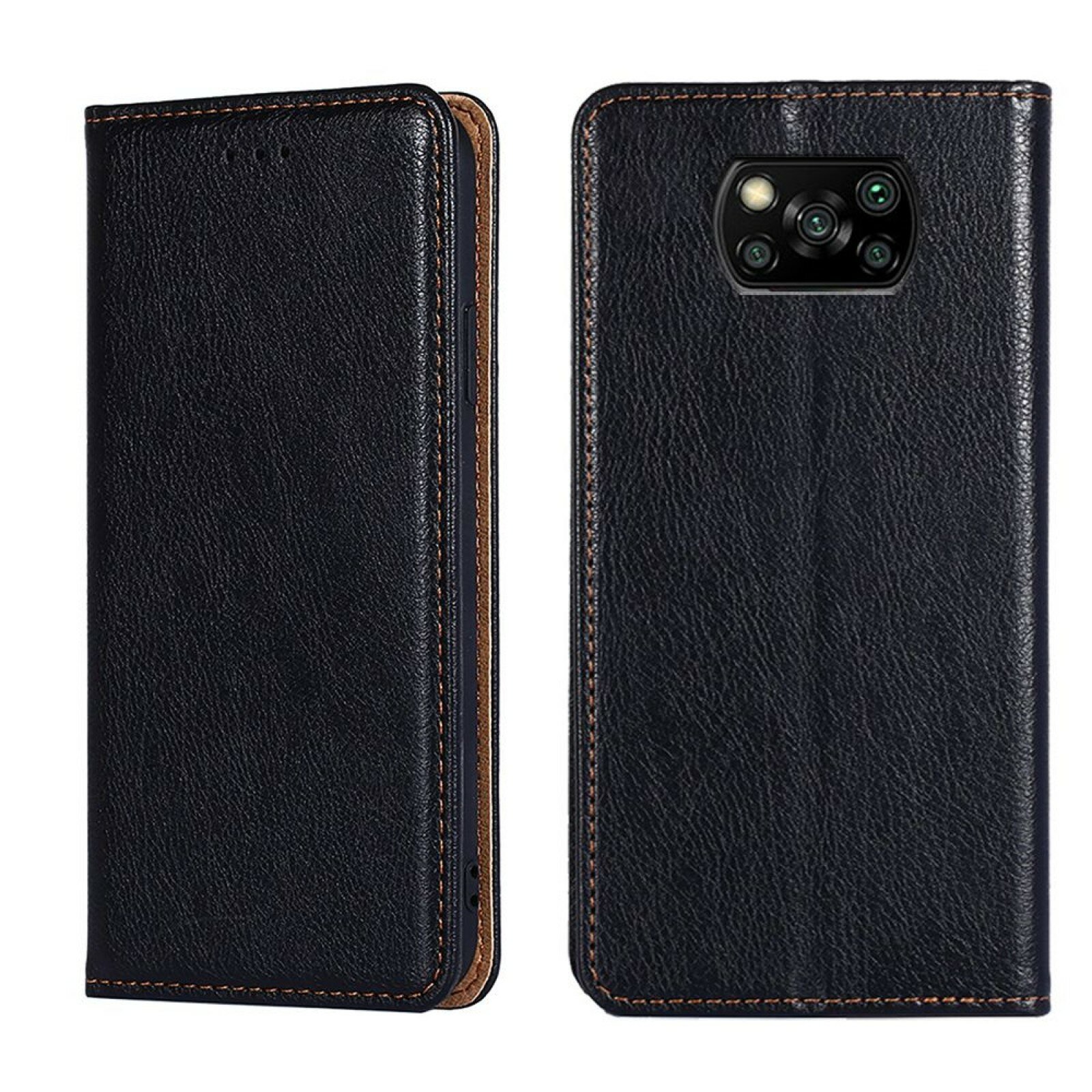 Чехол-книжка MyPads для Xiaomi Poco X3 NFC / X3 / X3 Pro черный из искусственной кожи